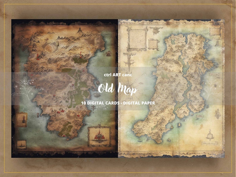 10 Treasure Island Printable Paper Fantasy Map Digital Paper - Etsy