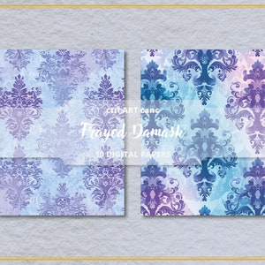 Purple Damask Digital Paper Damask Printable Paper Damask Pattern ...