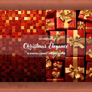 Red & Gold Christmas Digital Paper, Christmas Wrapping Paper, Junk ...