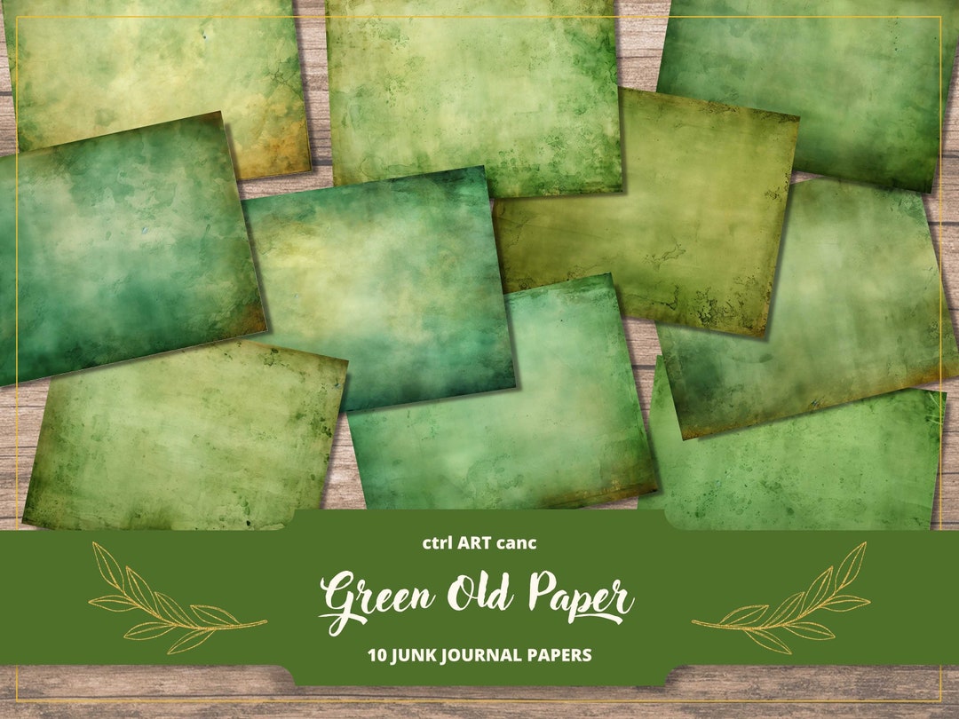 Green Old Paper Background Stained Paper Wallpaper Junk Journal Paper ...