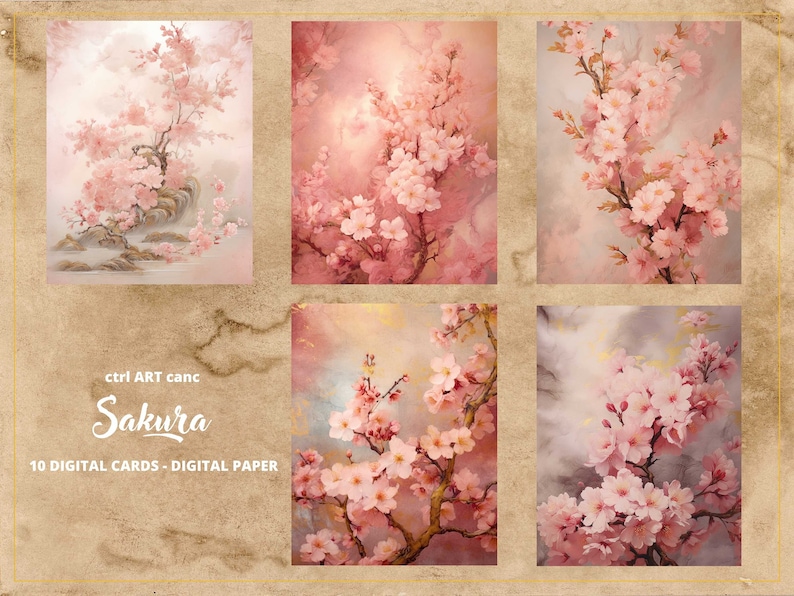 Sakura Art Printable Sakura Digital Paper Cherry Blossom - Etsy