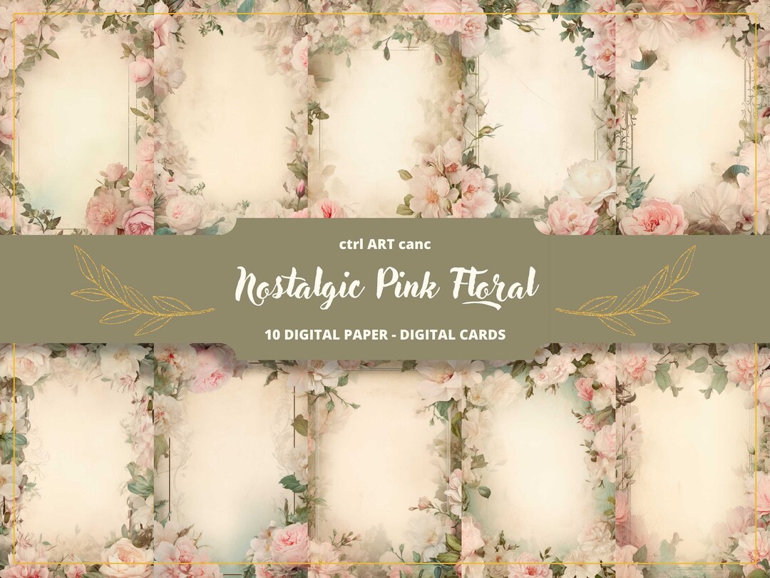 Nostalgic Pink Digital Paper, Junk Journal Page, Printable Kit ...