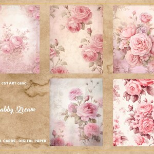 Shabby Roses Digital Paper, Old Roses, Pink Roses, Roses Digital Paper ...