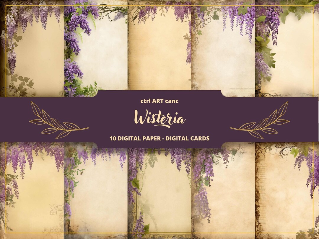 10 Wisteria Junk Journal, Wisteria Flowers Digital Paper, Journal Page ...