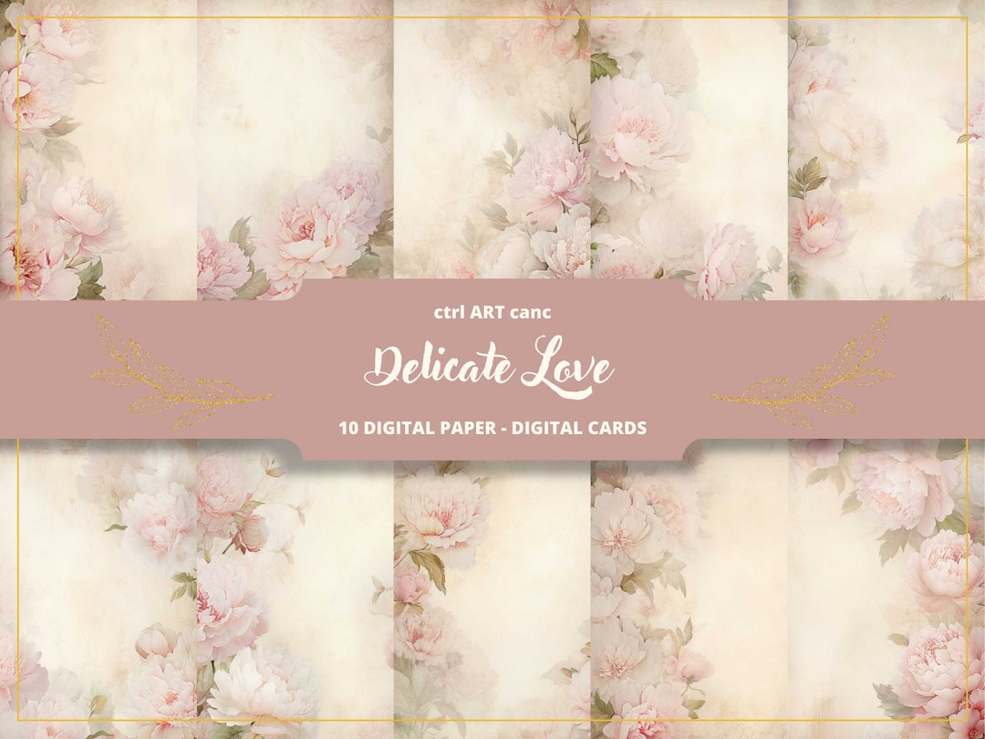 Pink Peony Floral Digital Paper: Scrapbook Journal Kit (digital ...