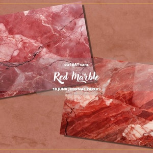 Red Marble Digital Paper Carrara Marble Printable Paper for Junk ...