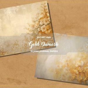 Gold Journal Paper Junk Journal Paper Gold Damask Printable Paper for ...