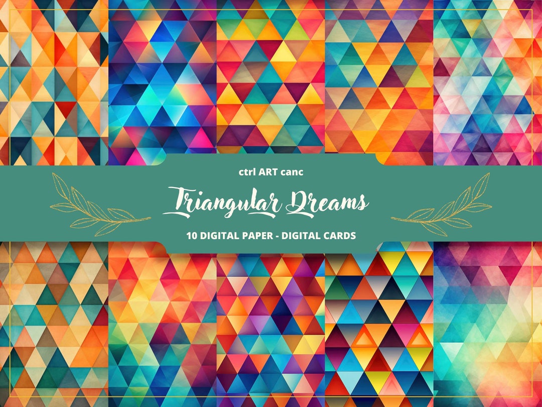 Triangles Digital Paper, Geometric Prints, Geometric Decorations ...