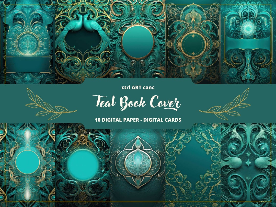 Teal Book Cover Printable Paper for Book of Shadows Whimsical Book ...
