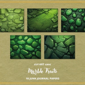 Green Stone Digital Paper Kit Stones Printable Paper Junk Journal Kit ...