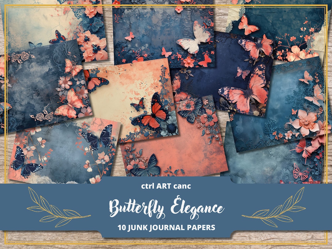 Butterfly Junk Journal Kit Butterfly Scrapbook Kit Butterflies Digital ...