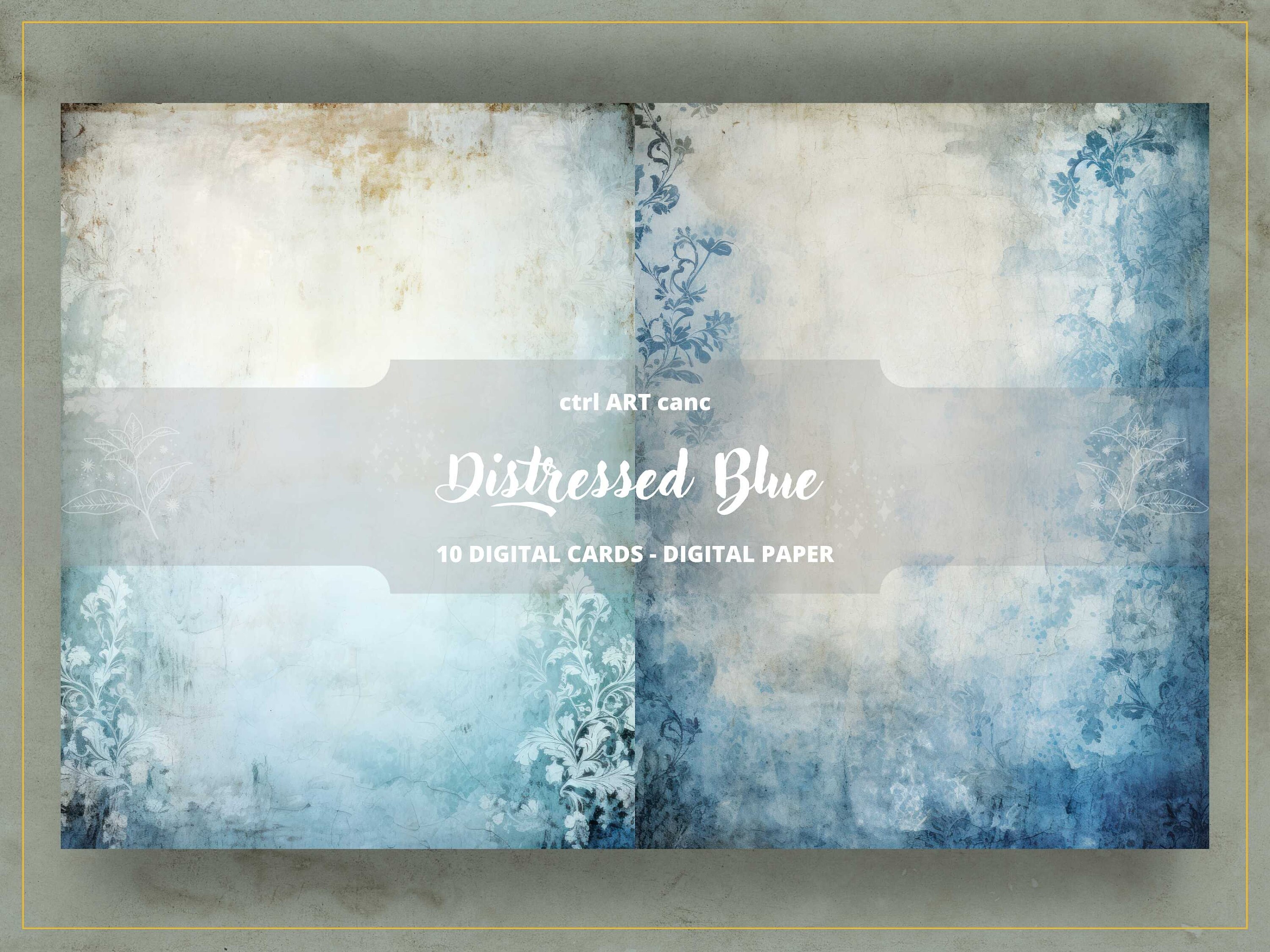 Distressed Blue Damask Digital Paper: Distressed Scrapbook Pages ...
