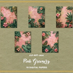 Plants Digital Paper Green Plants Tropical Paper Digital Kit Journal ...