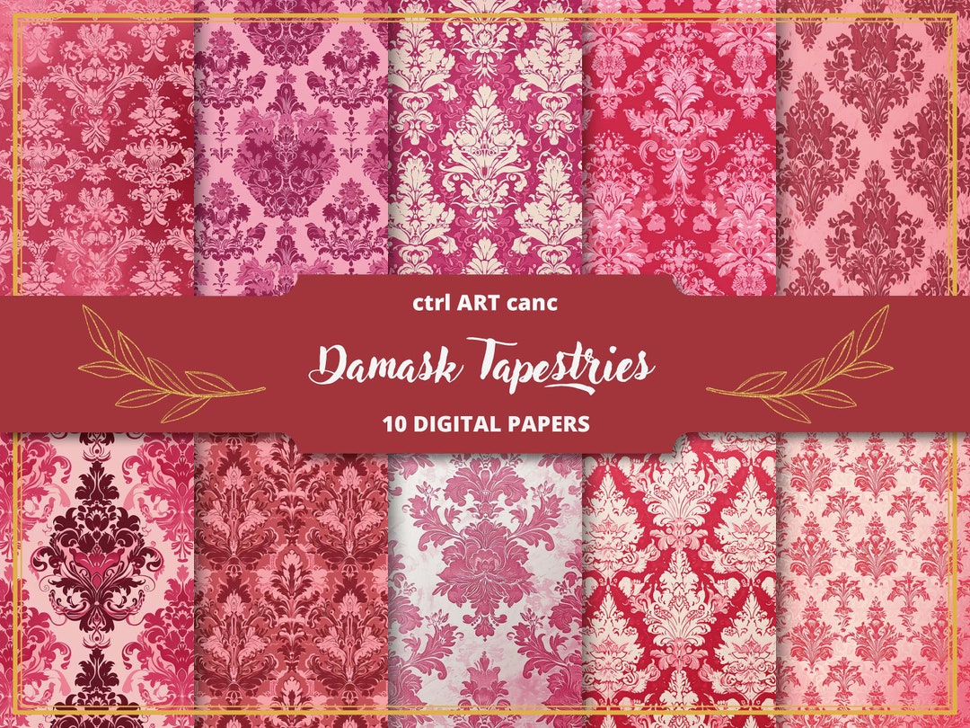 Pink Damask Digital Paper Damask Printable Paper Damask Pattern Damask ...