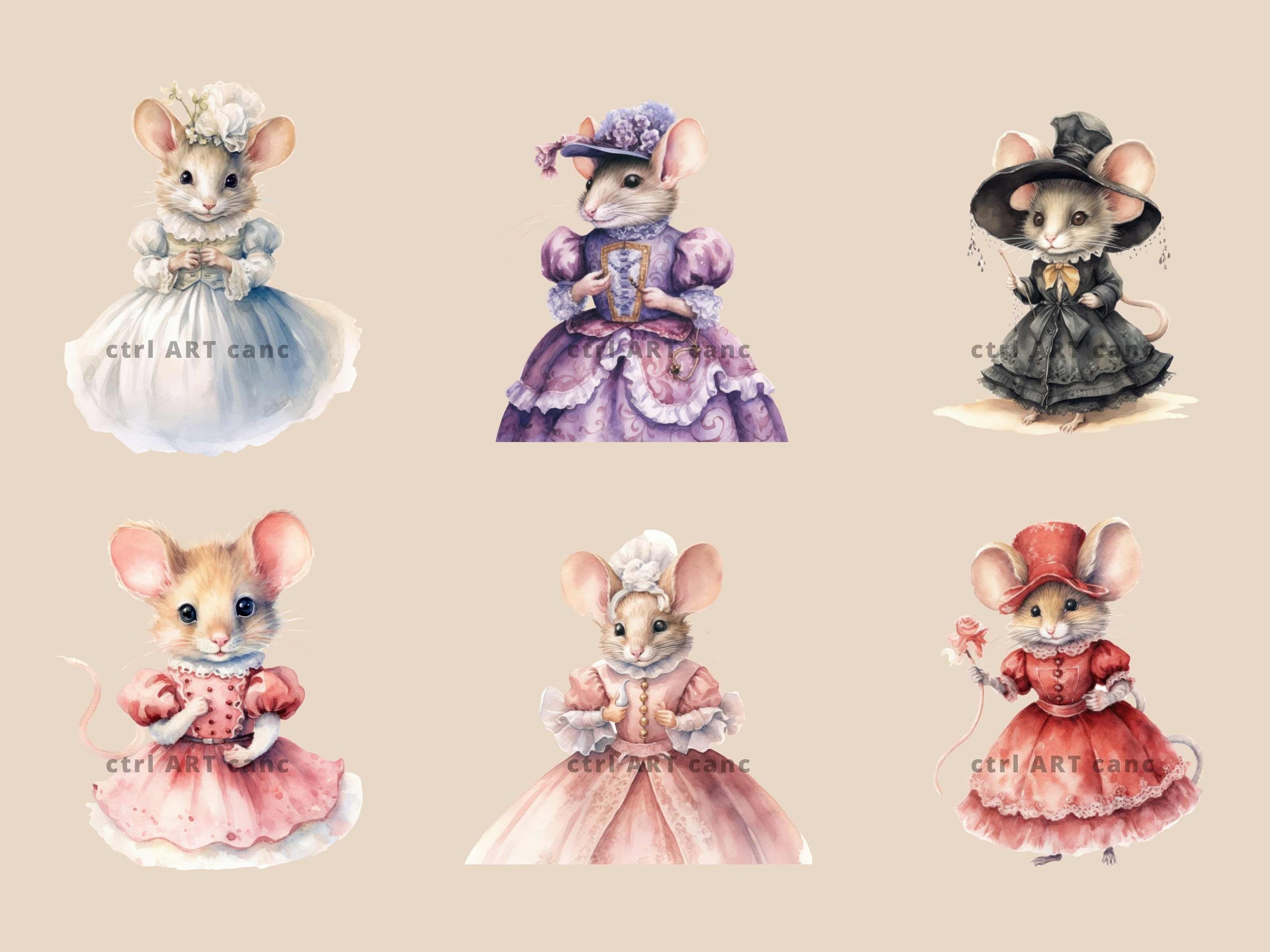 Victorian Mouse Watercolor Clipart Victorian Mouse Clipart - Etsy