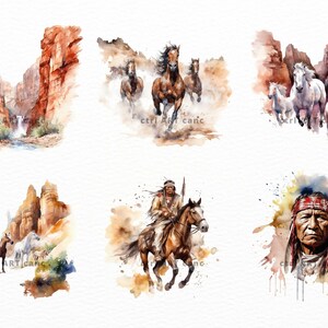 Native American Watercolor Clipart: Transparent PNG Bundle (digital ...
