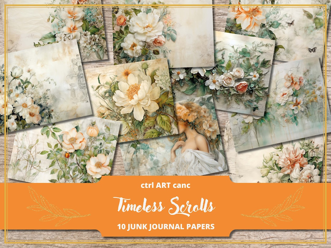Floral Junk Journal Kit Paper Decor Scrapbook Kit Digital Paper ...