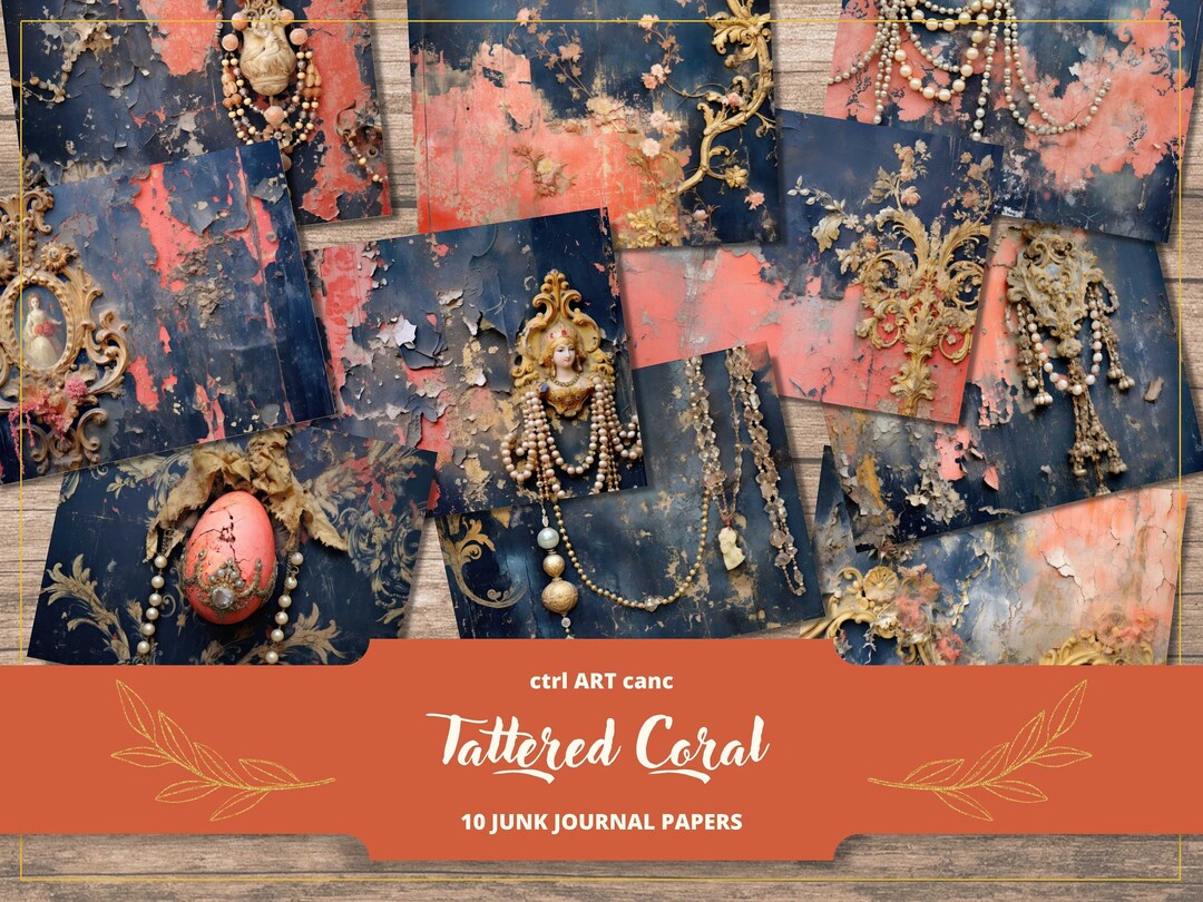 Tattered Blue Digital Paper Blue Journal Paper for Junk Journal ...