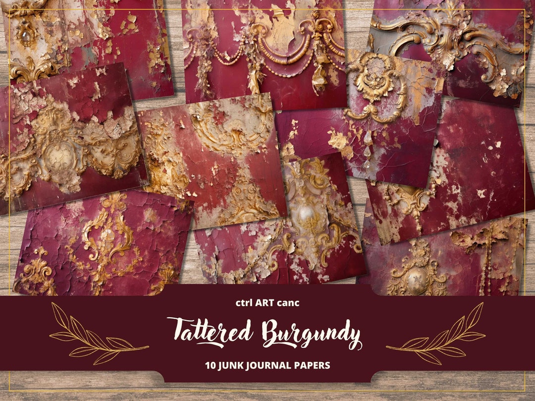 Tattered Red Digital Paper Red Journal Paper for Junk Journal Printable ...