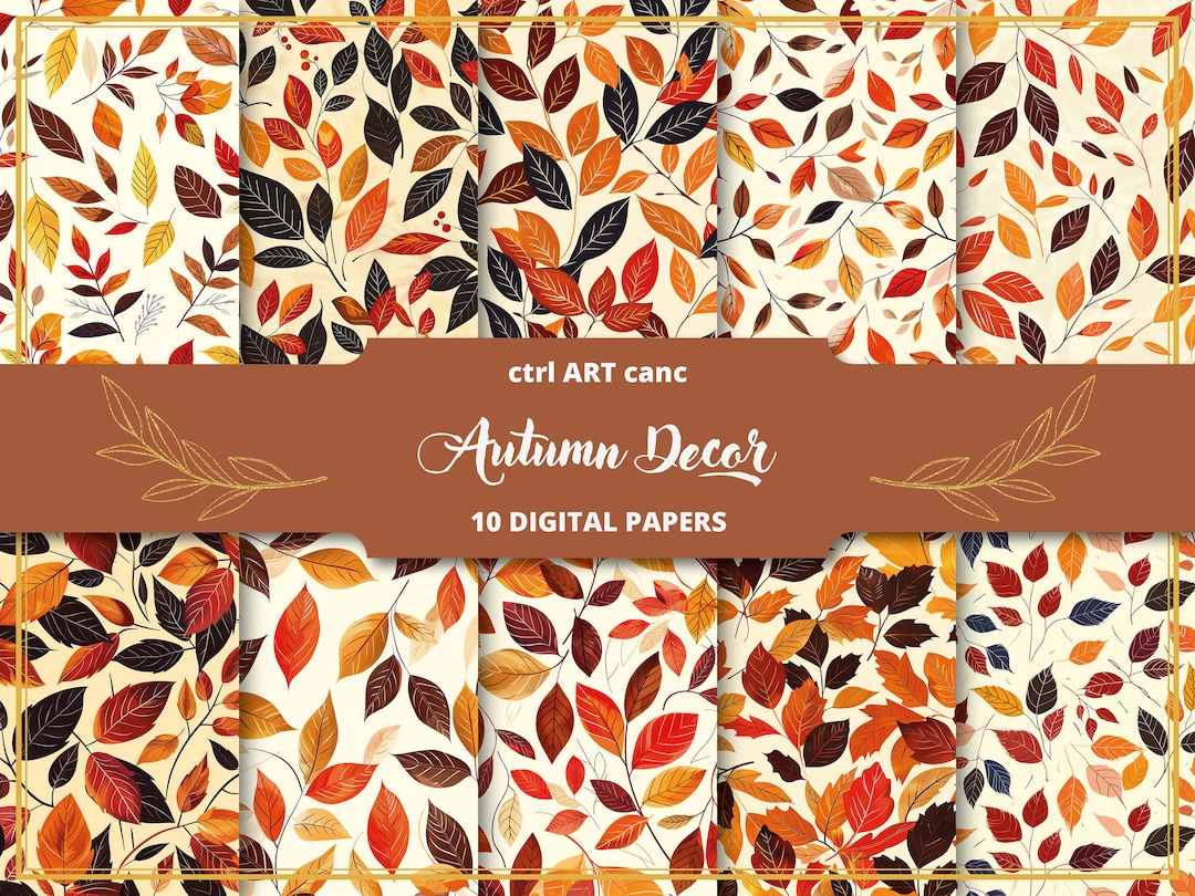 Autumn Leaves Digital Paper: Seamless Scrapbook Patterns (JPEG) - Etsy