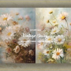 Vintage Daisy Printable, Daisy Digital Paper, Romantic Decor, Journal ...