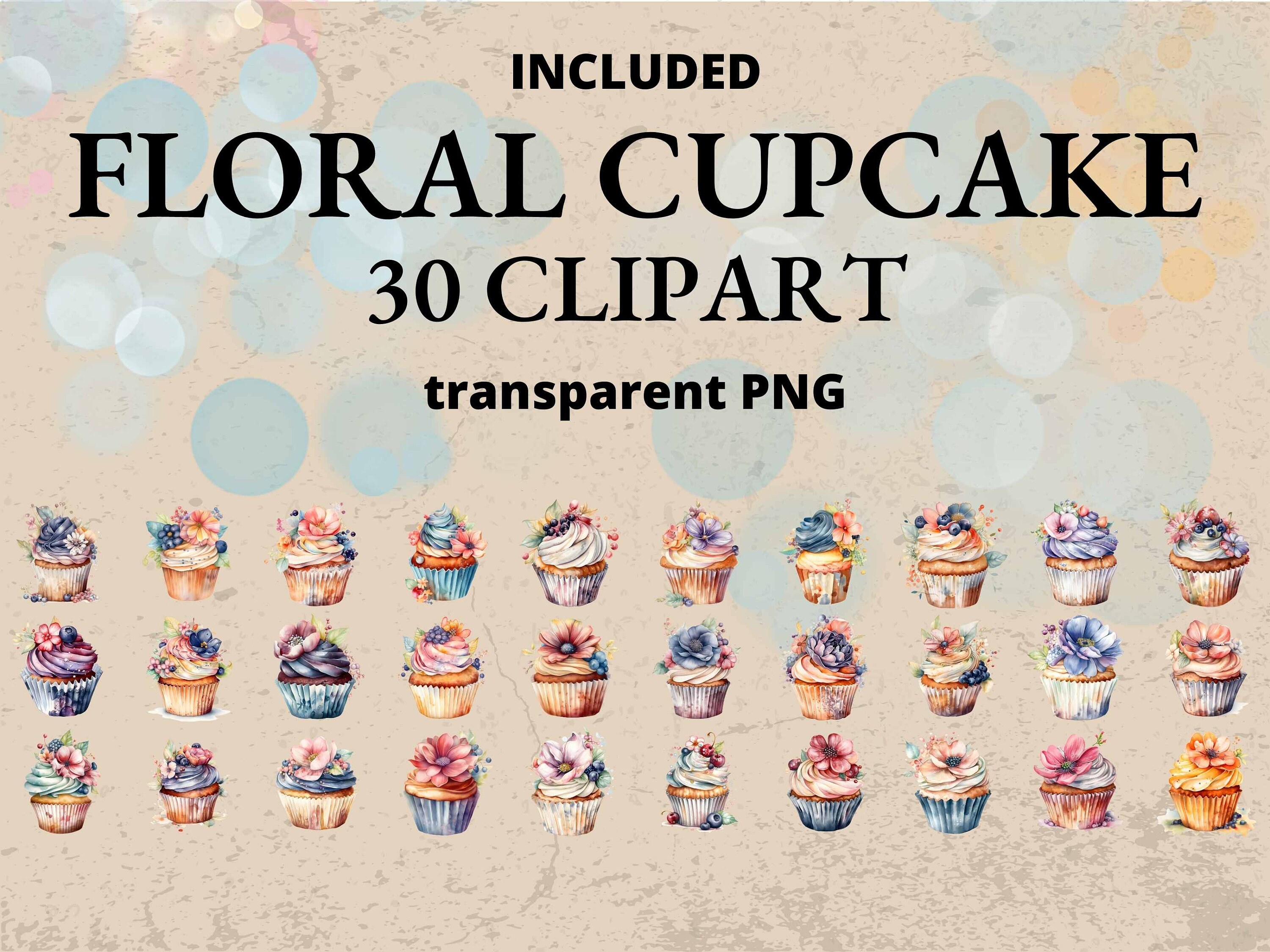 90 Cupcake Clip Art Bundle Cupcakes Bundle Floral Cupcake - Etsy