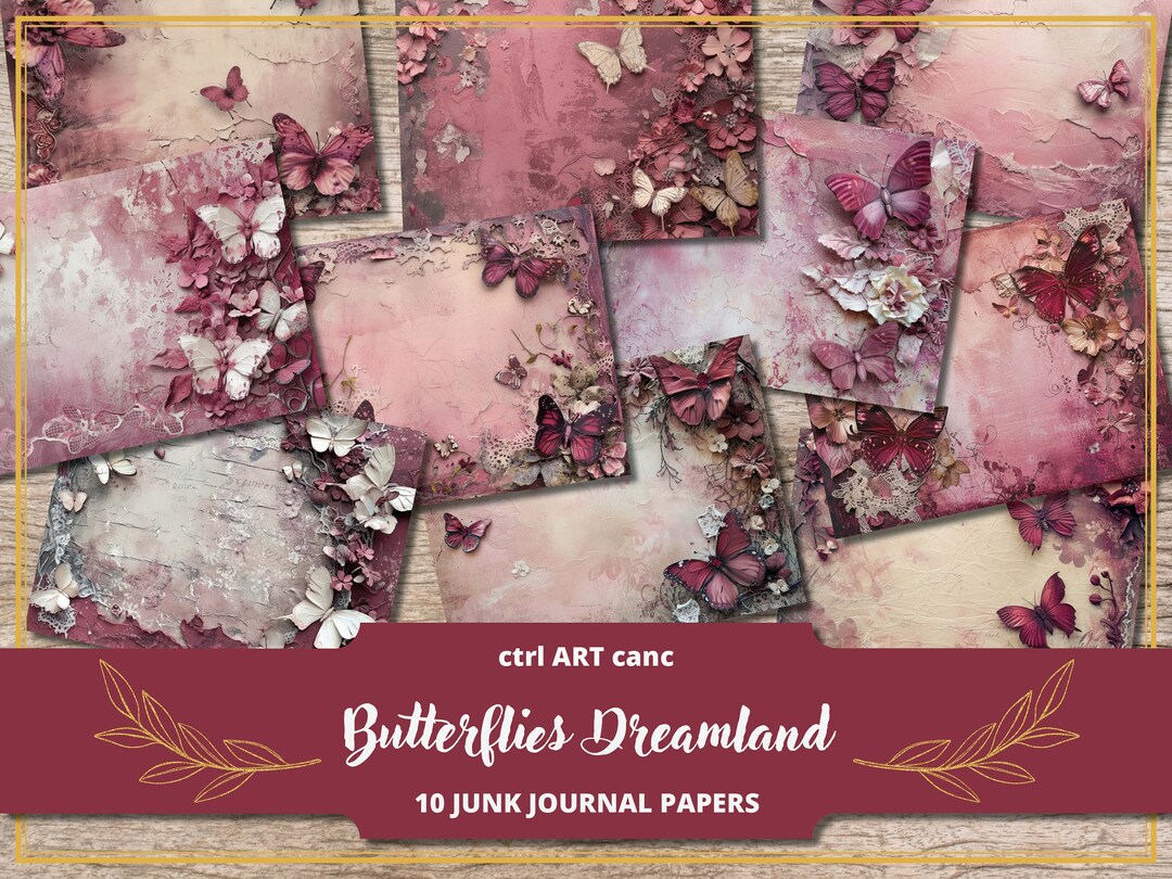 Butterfly Junk Journal Kit Butterfly Scrapbook Kit Butterflies Digital ...