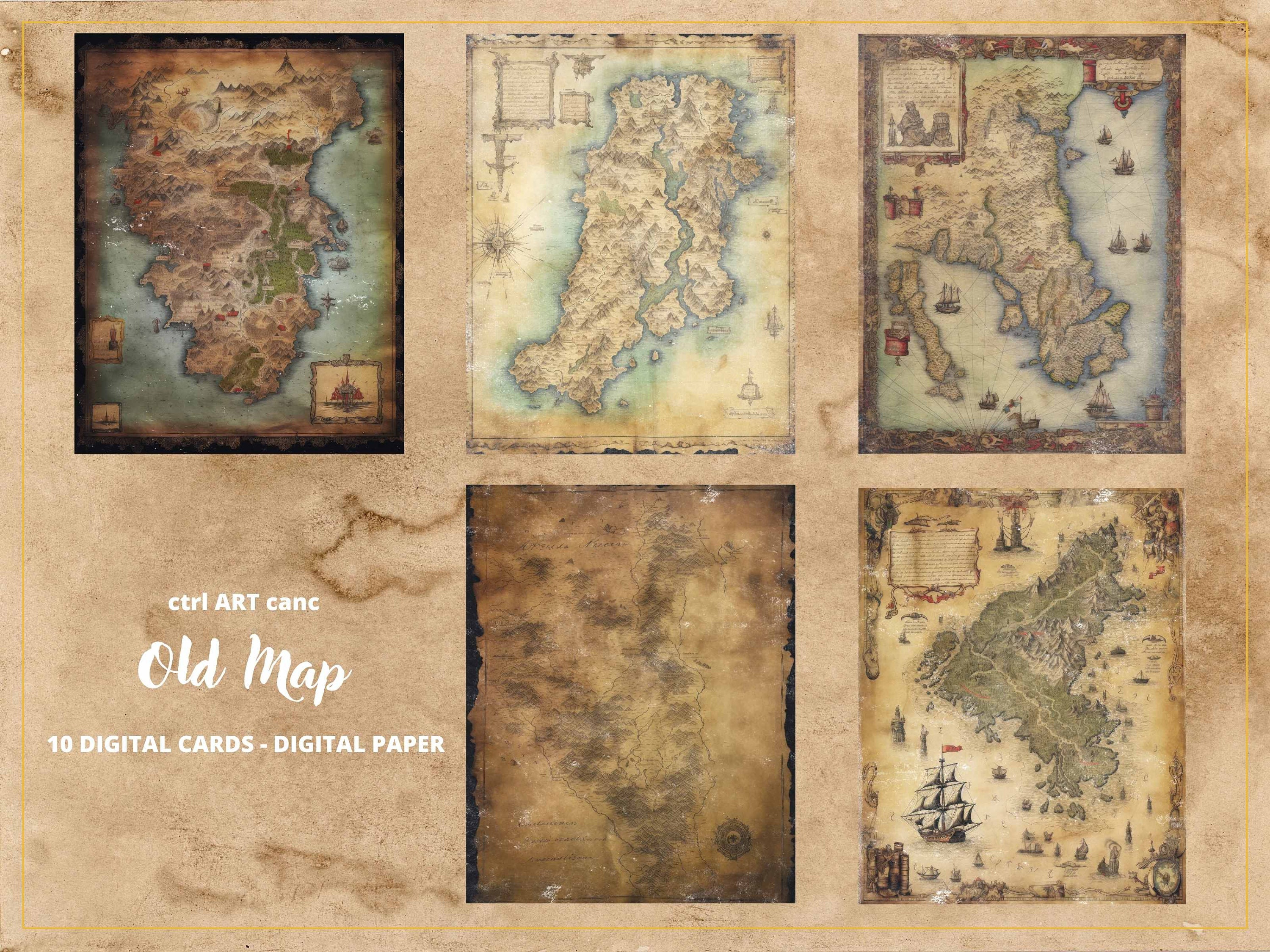 10 Treasure Island Printable Paper Fantasy Map Digital Paper - Etsy