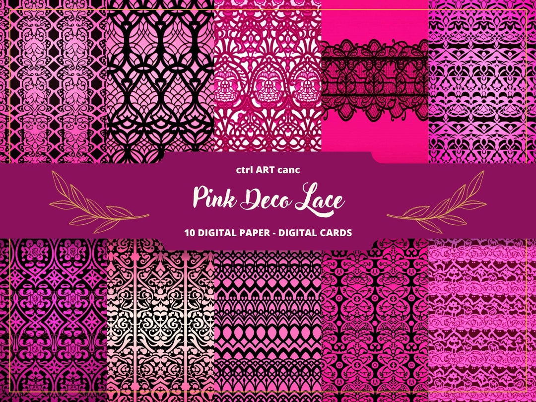 Pink Deco Digital Paper Pink Lace Paper for Scrapbook Junk Journal ...