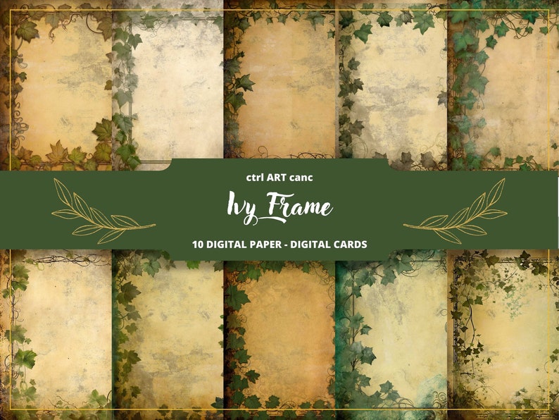 10 Ivy Digital Paper Old Paper Ivy Frame Ivy Digital Paper - Etsy Australia