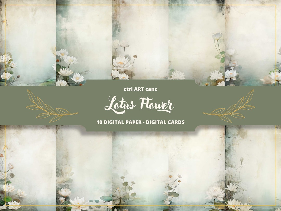 Lotus Flower Digital Paper: Scrapbook Ephemera (JPEG Files) - Etsy