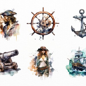 Pirate Watercolor Clipart, Pirates Party Invitation, Pirate PNG, Pirate ...