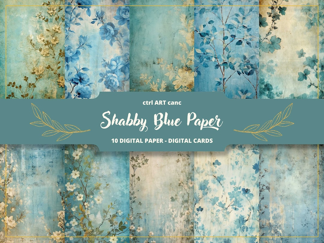 Shabby Blue Printable Paper, Shabby Journal Paper, Journal Kit, Journal ...