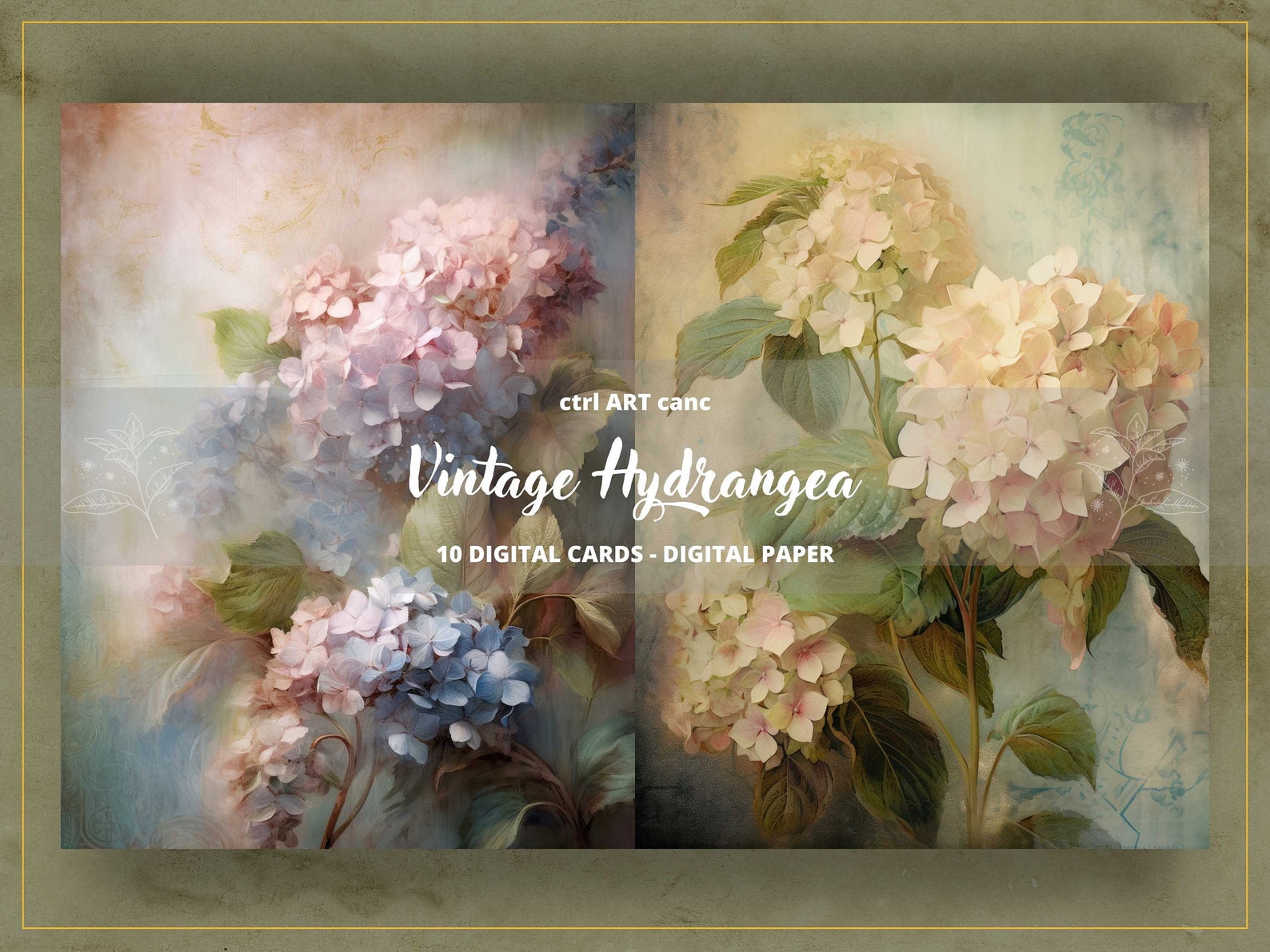 Vintage Hydrangea Printable Hydrangea Paper Romantic Decor - Etsy