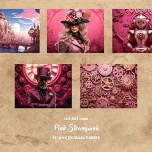 Steampunk Background Pink Steampunk Digital Paper Instant Download ...