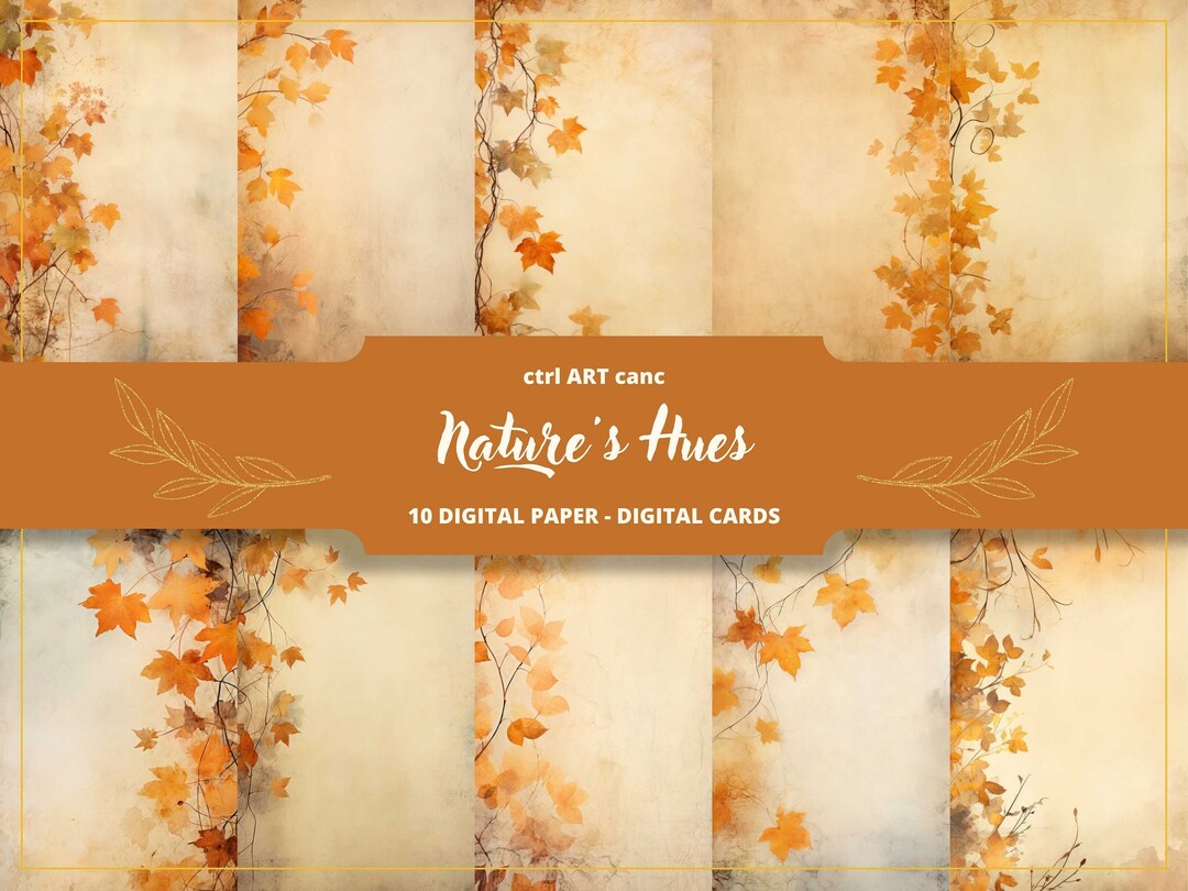 Autumn Leaves Digital Paper: Shabby Chic Scrapbook Background (digital ...