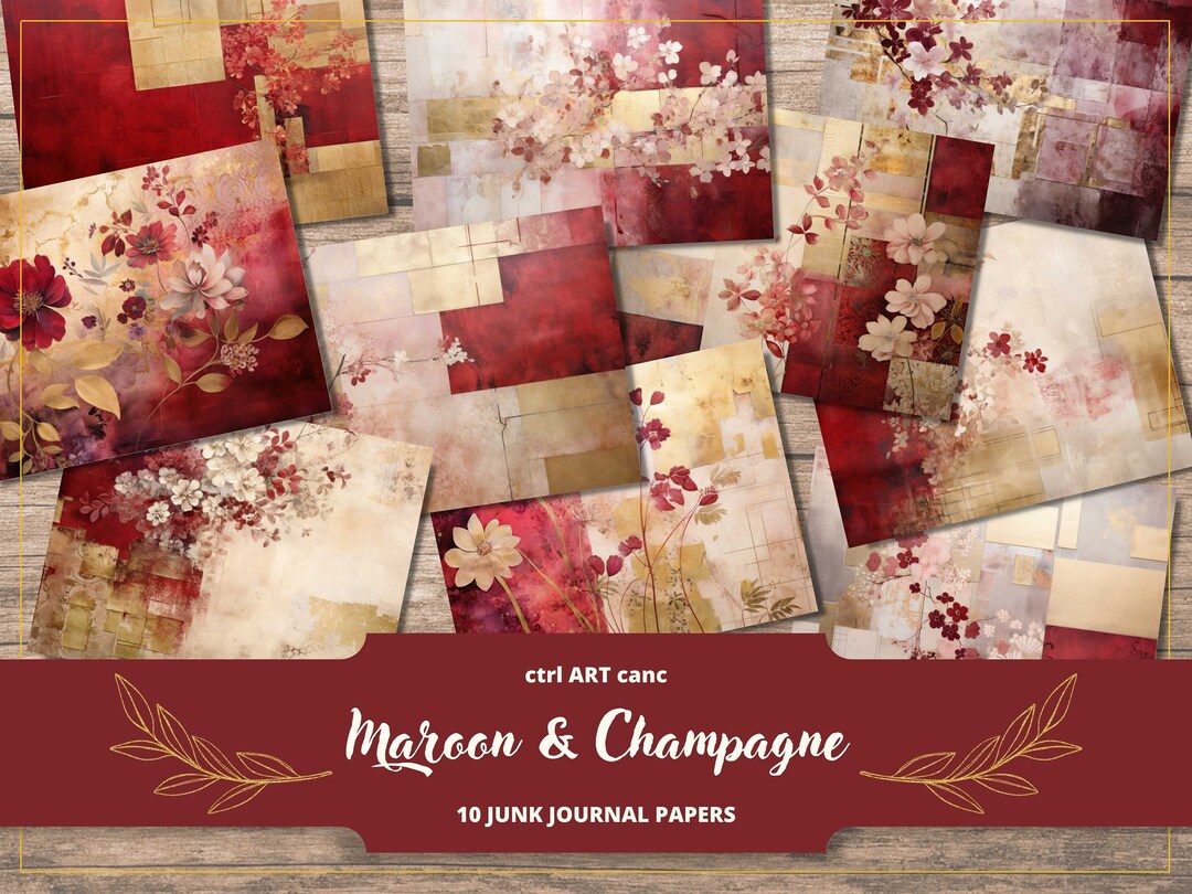 Red Journal Collage Junk Journal Kit Digital Paper Scrapbook Kit ...