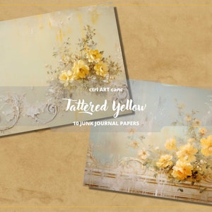 Tattered Yellow Digital Paper: Shabby Chic Junk Journal (printable) - Etsy