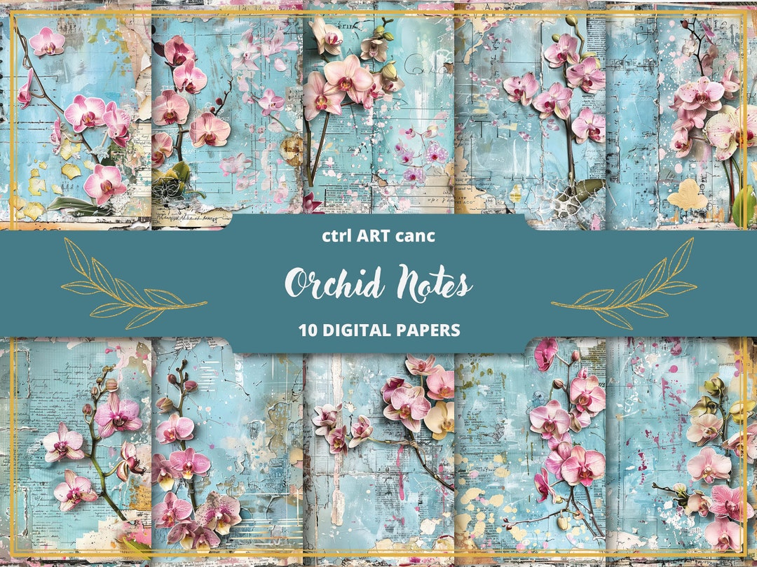 Orchid Junk Journal Kit Blue Orchid Digital Paper Orchid Printable ...