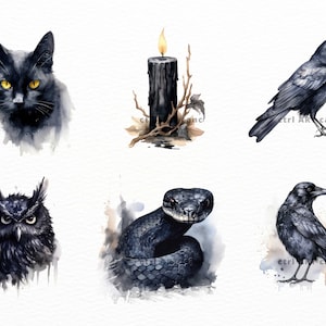 Dark Witch Watercolor Clipart, Witch Clip Art PNG, Magic Clipart ...