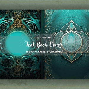 Teal Book Cover Printable Paper for Book of Shadows Whimsical Book ...