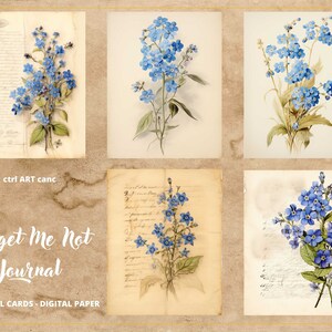 Forget Me Not Journal Page Digital Paper, Digital Paper, Journal Kit ...
