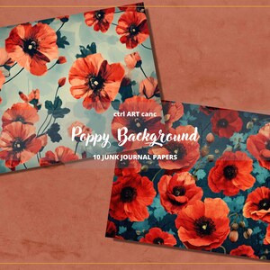 Poppy Junk Journal Kit Digital Paper Digital Scrapbook Kit Floral ...