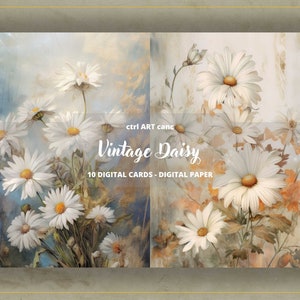 Vintage Daisy Printable, Daisy Digital Paper, Romantic Decor, Journal ...