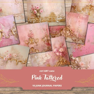 Tattered Pink Digital Paper Pink Journal Paper for Junk Journal ...
