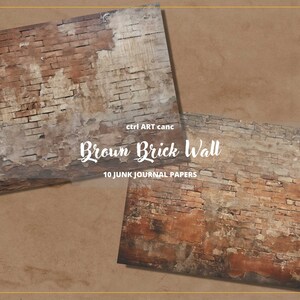 Brick Wall Texture Junk Journal Paper Brown Scrapbook Digital Paper for ...