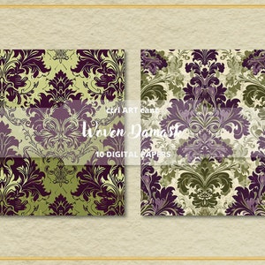Green Damask Digital Paper Damask Printable Paper Damask Pattern Damask ...