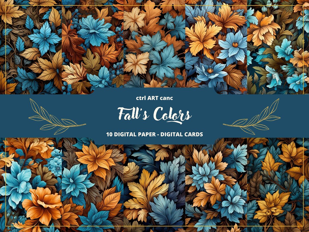 Autumn Leaves Digital Paper, Autumn Scrapbook Background, Autumn Junk ...