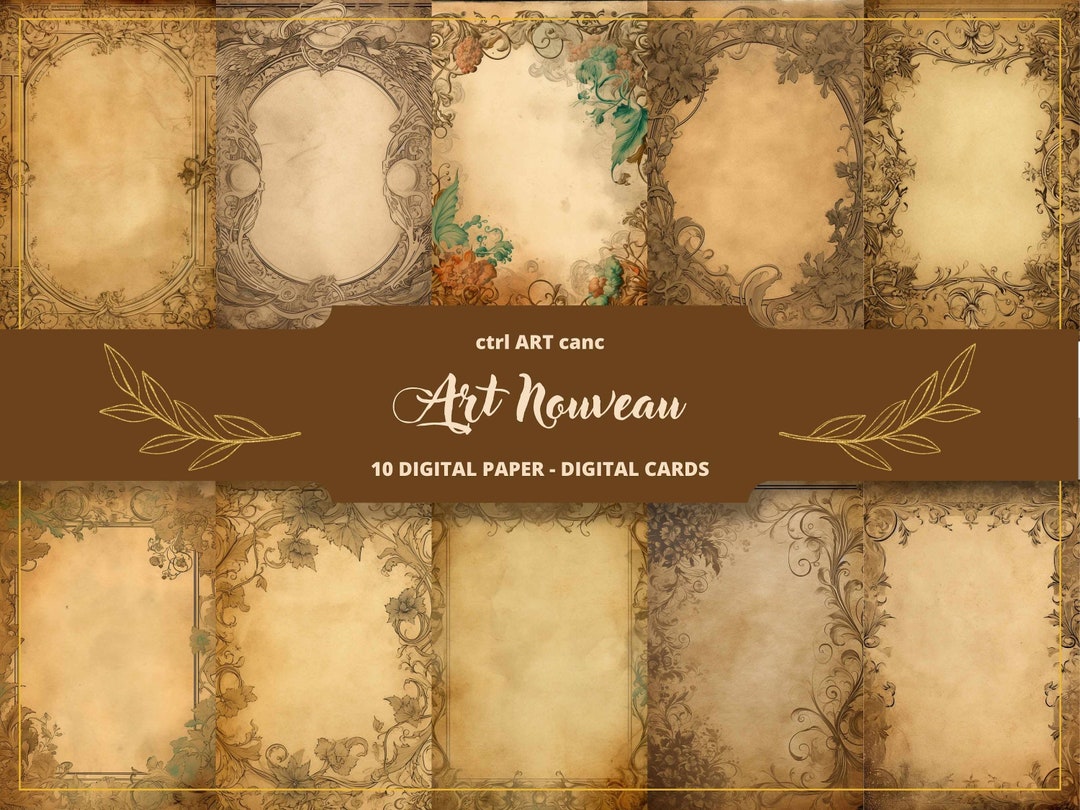 10 Art Nouveau Junk Journal, Printable, Art Nouveau Digital Paper ...