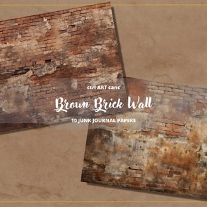 Brick Wall Texture Junk Journal Paper Brown Scrapbook Digital Paper for ...